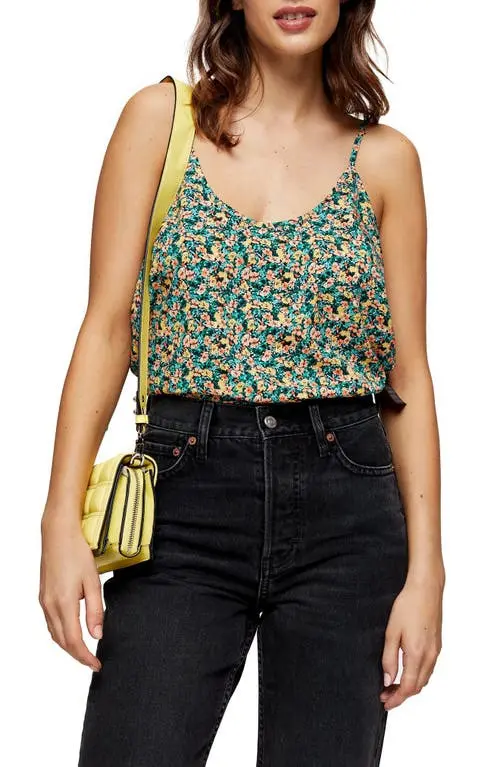 Topshop Scoop Camisole - Black Multi