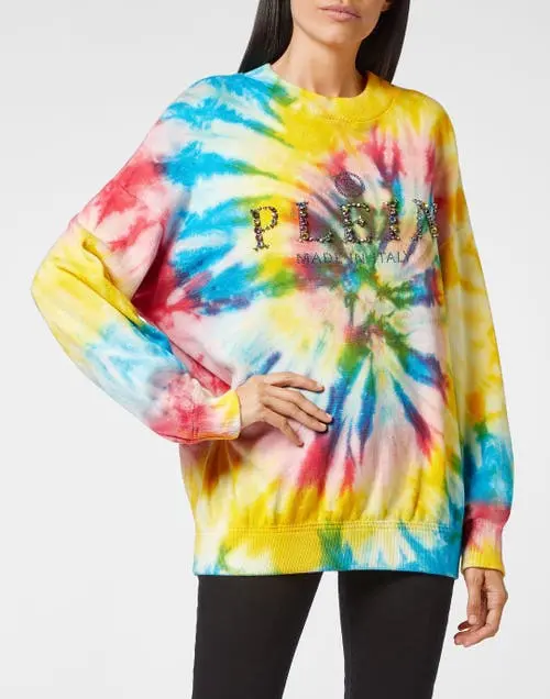 Philipp Plein Pullover Round Neck Ls Tie Dye - Multicolor