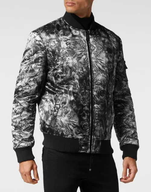 Philipp Plein Nylon Bomber Tattoo - Black