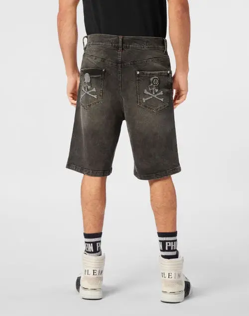 Philipp Plein Denim Shorts Formentera Skuls - Rushgrey
