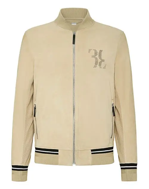 BILLIONAIRE Leather Bomber Double B - Beige