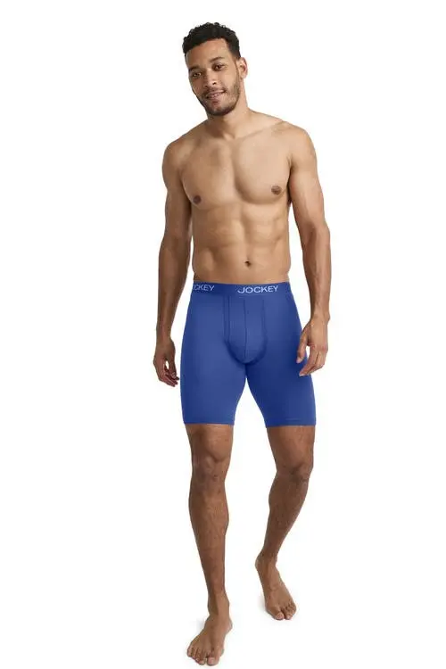 JOCKEY Chafe Proof Pouch Ultra Soft Modal 8.5" Long Leg Boxer Brief3 Pack - Blue Sunset