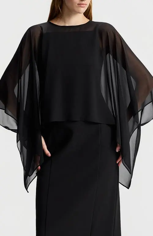 Ronen Chen Natalia Sheer Cape-sleeve Top