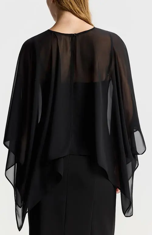 Ronen Chen Natalia Sheer Cape-sleeve Top