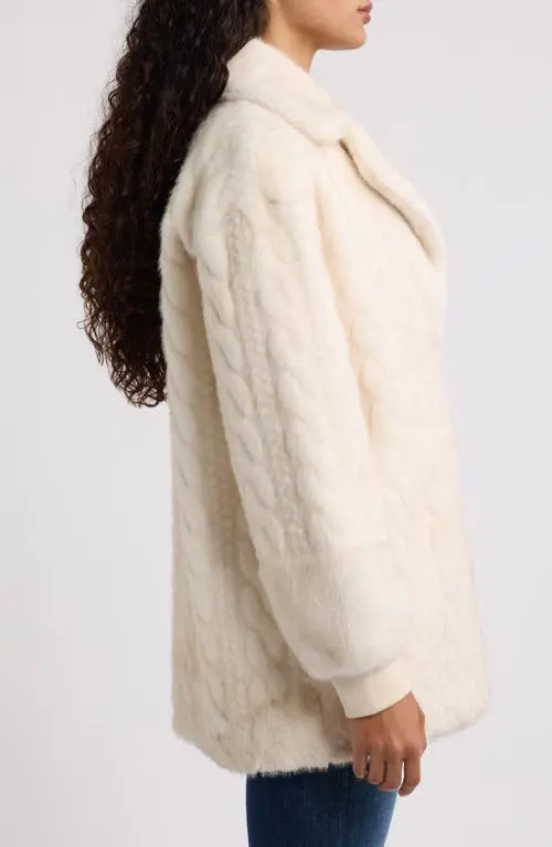 Love Token Lola Cable Detail Faux Fur Coat - Ivory