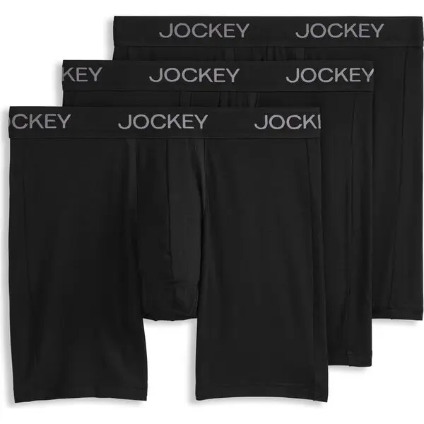 JOCKEY Chafe Proof Pouch Ultra Soft Modal 6" Boxer Brief3 Pack - Black