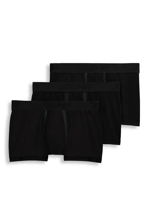 JOCKEY Chafe Proof Pouch Cotton Stretch 3" Trunk3 Pack - Black