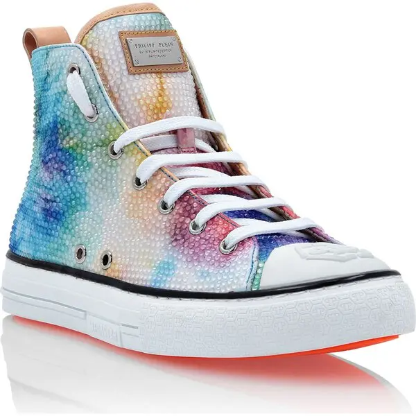 Philipp Plein Satin Hi-top Sneakers Tie Dye