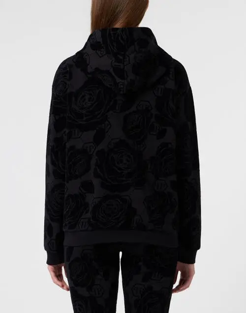 Philipp Plein Zip Hoodie Flock Flower Monogram