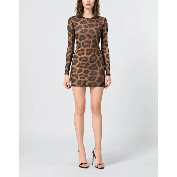 Philipp Plein Wrinkled Tulle Mini Dress - Leopard