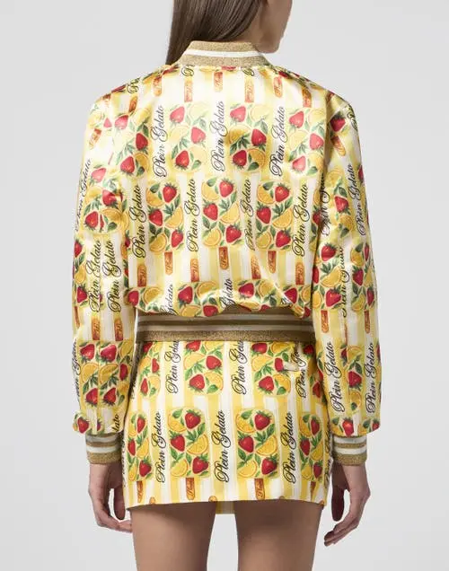Philipp Plein Satin Bomber Jacket Ice Cream