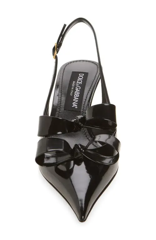 Dolce & Gabbana Coeur Bow Pointed Toe Slingback Pump - Nero