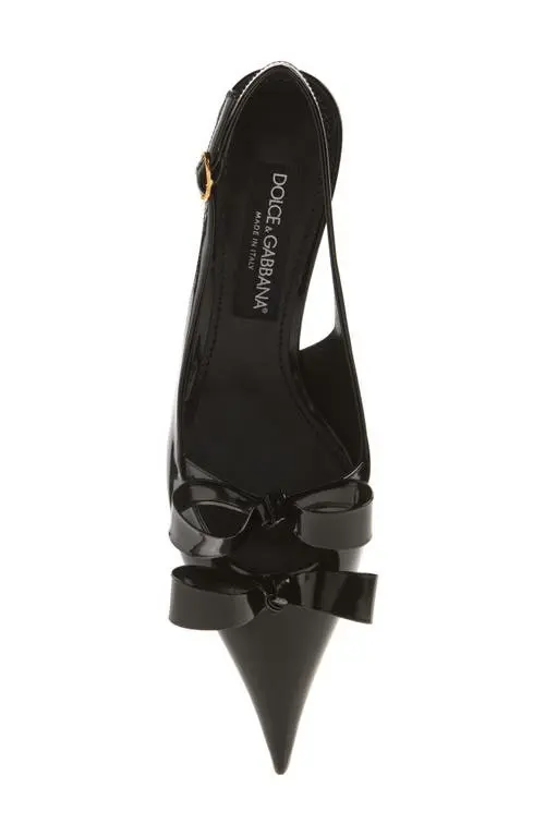 Dolce & Gabbana Coeur Bow Pointed Toe Slingback Pump - Nero