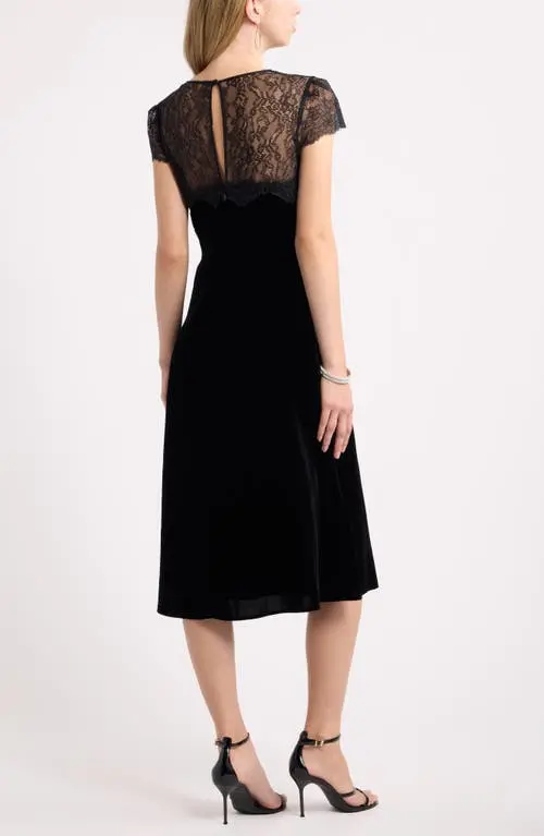 Chelsea28 Lace & Velvet Midi Dress