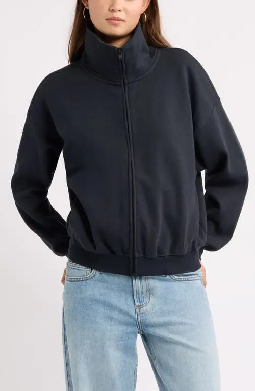 Bp. Everyday Fleece Funnel Neck Zip Sweatshirt - Black Jet