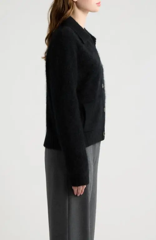 Fleurette Brushed Cashmere Cardigan - Black