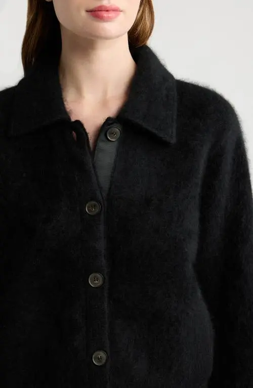 Fleurette Brushed Cashmere Cardigan - Black