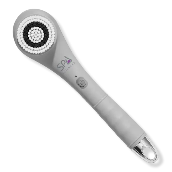 SPA SCIENCES Nera Rechargeable Waterproof Powered Shower Brush With 4 Heads & Antimicrobial Bristles - Grey