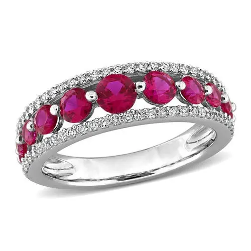 JULIANNA B. Lab-created Gemstone & Diamond Graduated Ring 14k - Created Ruby