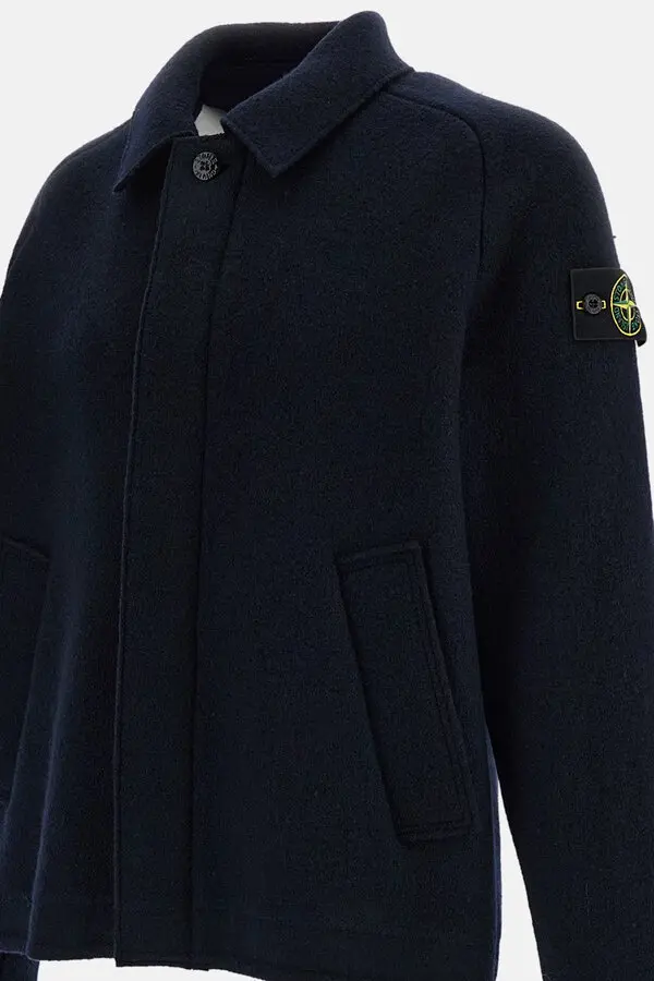 Stone Island Felted Rws Wool Cardigan