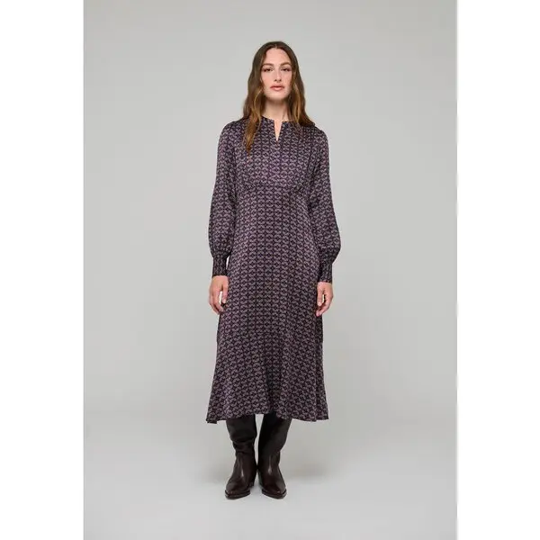 DEA KUDIBAL Rudydea Draped Silk Geometric Midi Dress - Eclipse Moonlight