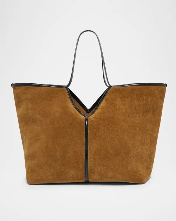 Saint Laurent Y-stitch Suede Tote Bag - Camel