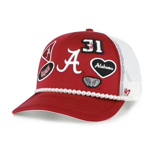 '47 White Alabama Tide Rally On Hitch Adjustable Hat - Crimson