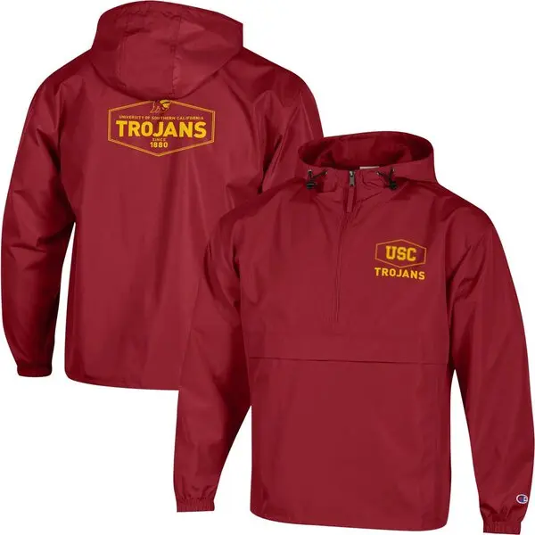 Champion Usc Trojans Delay Packable Half-zip Jacket - Cardinal