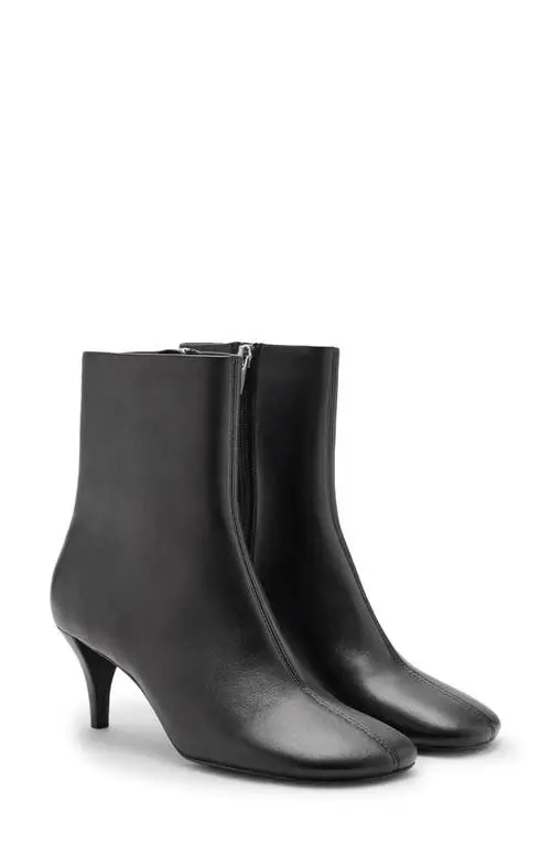 Mango Leather Ankle Bootie - Black