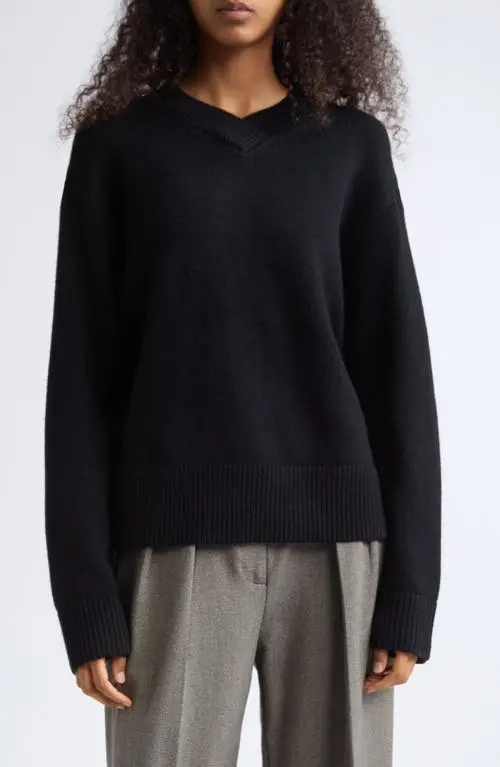 REISS Mari Wool & Cashmere V-neck Sweater - Black