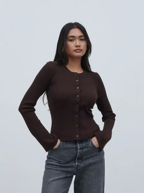 PRETTY LAVISH Lacey Button Down Top - Brown