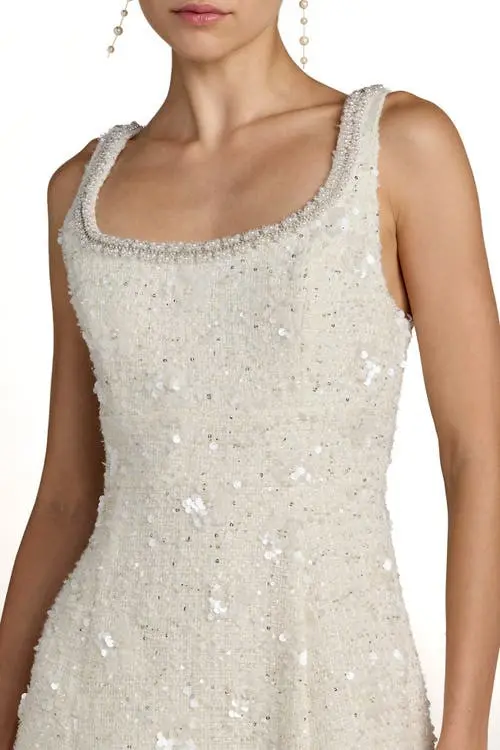 Mac Duggal Petite Sequin Embellished Scoop Neck Midi Dress