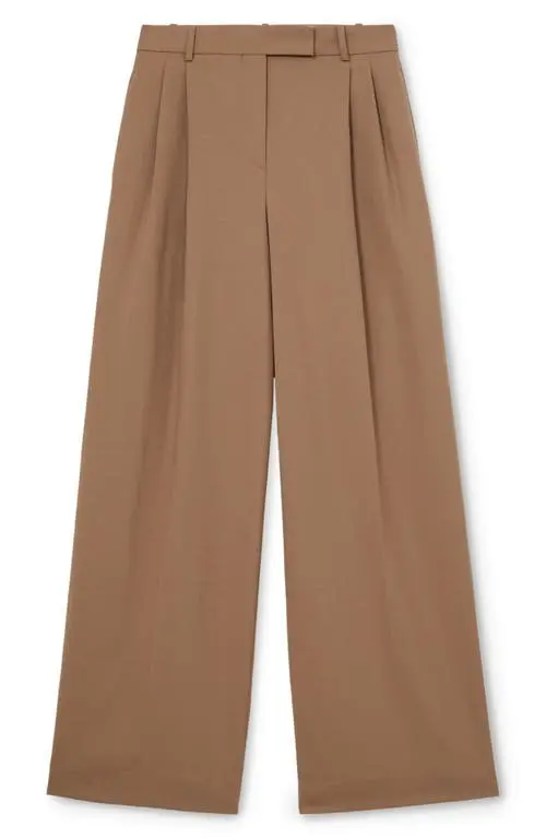 REISS Luna Pleated Wide Leg Wool Blend Trousers
