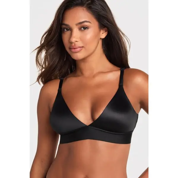 HARPER WILDE Stretch Satin Triangle Bralette - Black