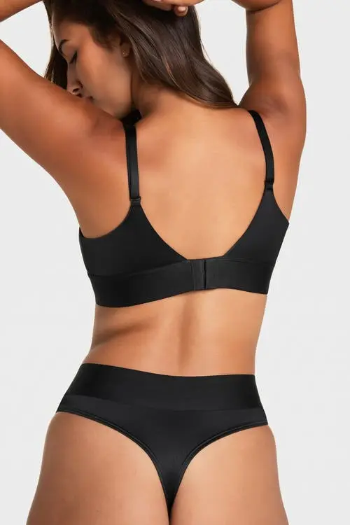 HARPER WILDE Stretch Satin Triangle Bralette - Black