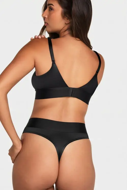 HARPER WILDE Stretch Satin Triangle Bralette - Black