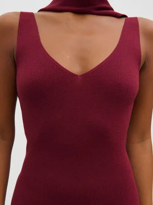 PRETTY LAVISH Arabella Neck Tie Knit Maxi Dress