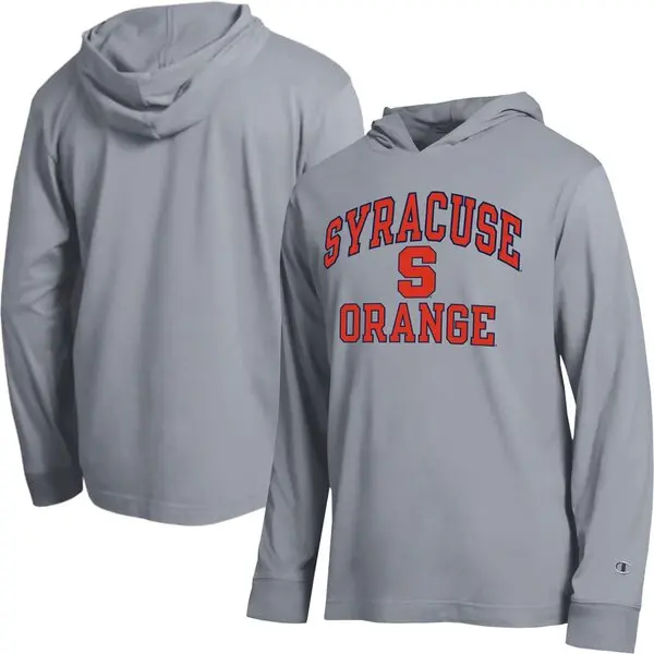 Champion Syracuse Orange High Motor All-star Long Sleeve Hooded T-shirt - Heather Gray