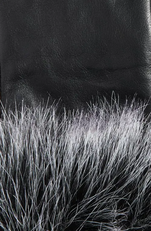 Surell Tech Leather Gloves With Faux Fur Cuffs
