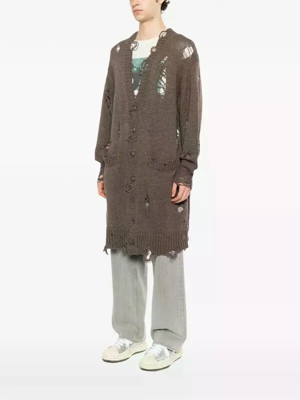 KAMIYA Distressed-knit Cardigan