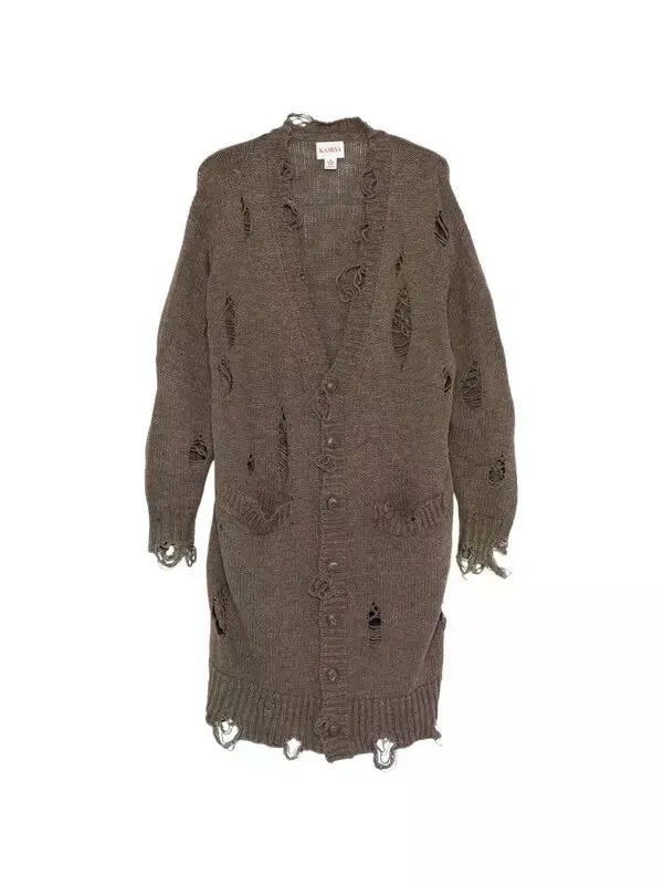 KAMIYA Distressed-knit Cardigan - Brown