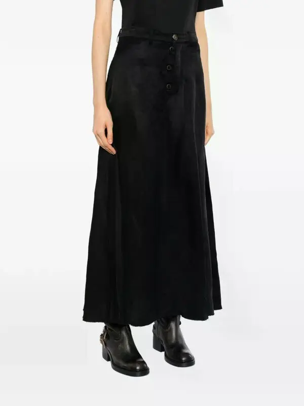 GG IN RED Button-fastening Frayed Skirt