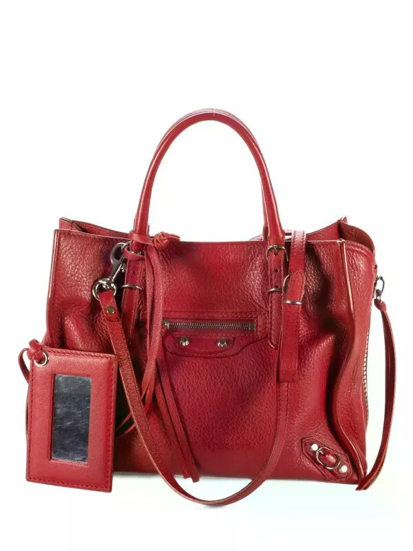 Balenciaga Mini Papier A4 Leather Tote Bag - Red