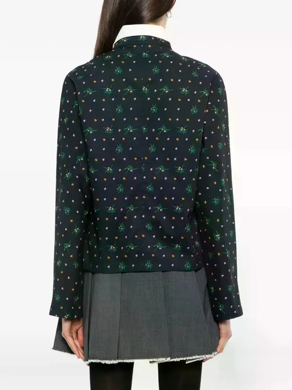 AO YES Floral-print Frog-button Shirt