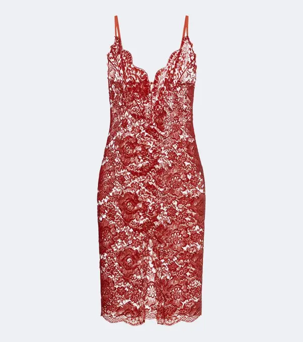 Saint Laurent Cotton-blend Lace Slip Dress - Orange