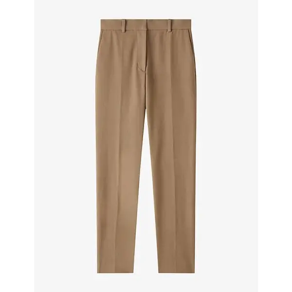 JOSEPH Coleman Tapered-leg Stretch-crepe Trousers - Sable