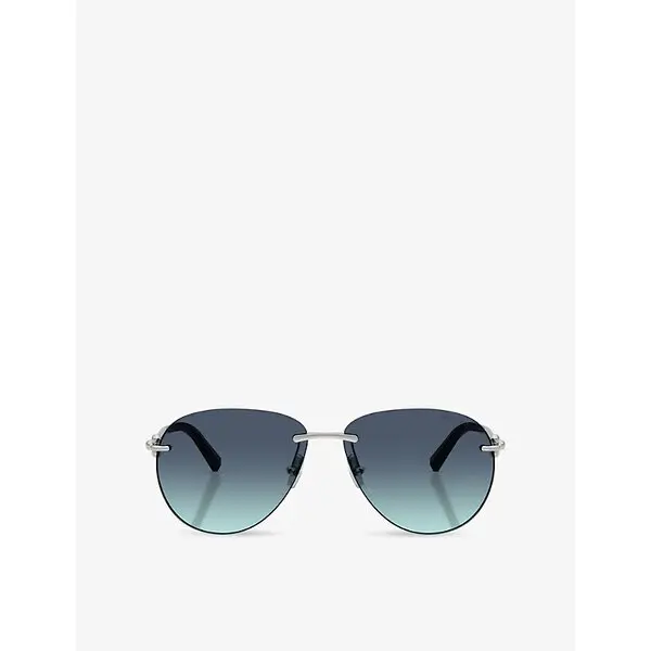 Tiffany & Co. Tf3124 Aviator-frame Metal Sunglasses - Silver