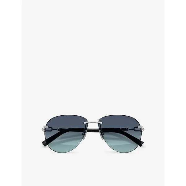 Tiffany & Co. Tf3124 Aviator-frame Metal Sunglasses - Silver