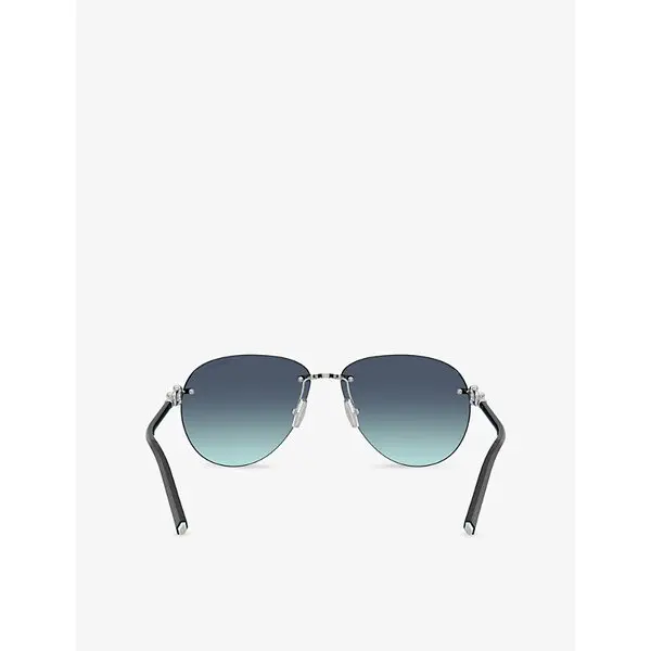 Tiffany & Co. Tf3124 Aviator-frame Metal Sunglasses - Silver