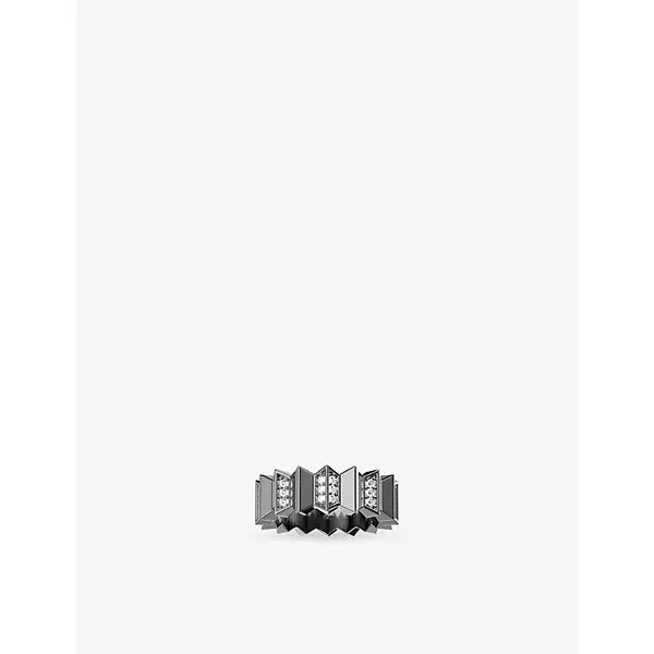 APM MONACO Up And Down Ruthenium Plated Alloy And Cubic Zirconia Ring